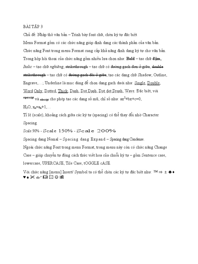 Italic - T o CH Nghiêng, Strikethrough - T o CH Có Đư NG G CH Đơn Gi A, Double | PDF