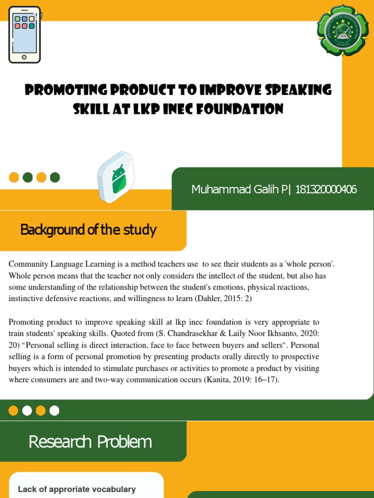 Promoting Product To Improve Speaking Skill at LKP Inec Foundation | PDF | Language Acquisition ...