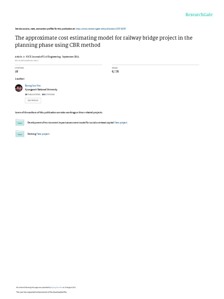 The Approximate Cost Estimating Model For Railway Bridge Project in The ...