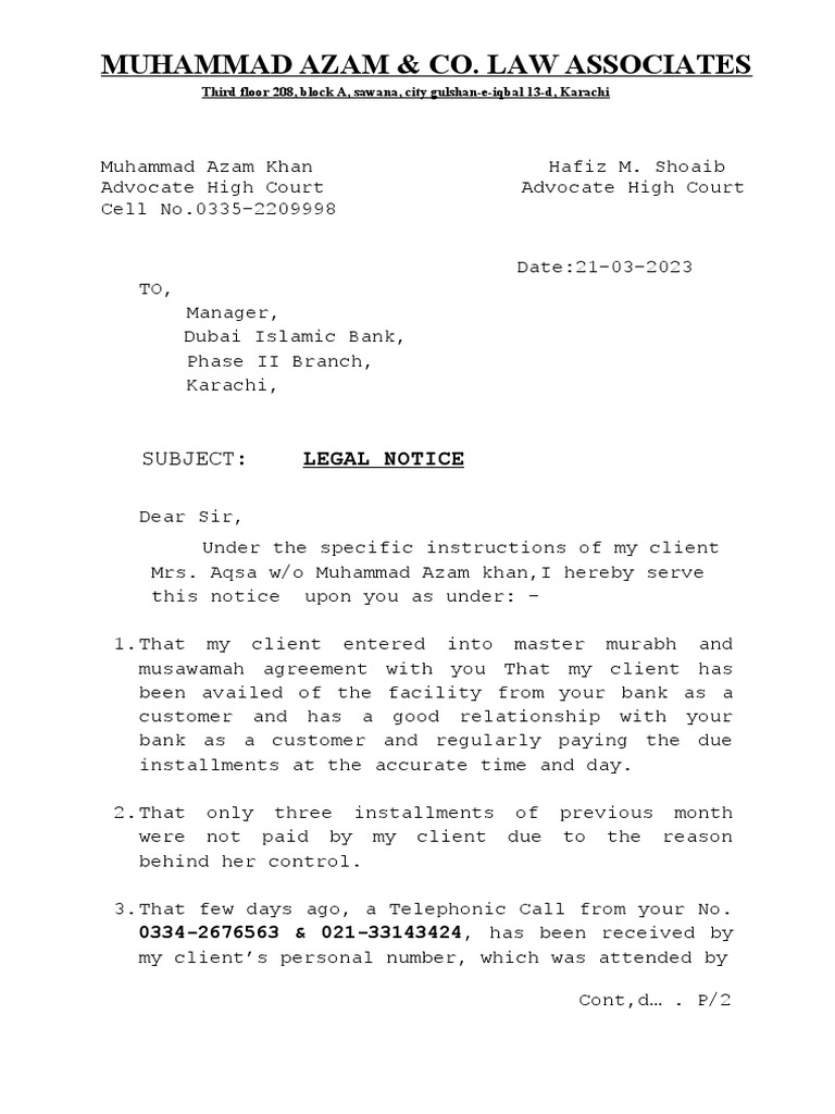 Legal Notice To Bank | PDF | Government | Justice