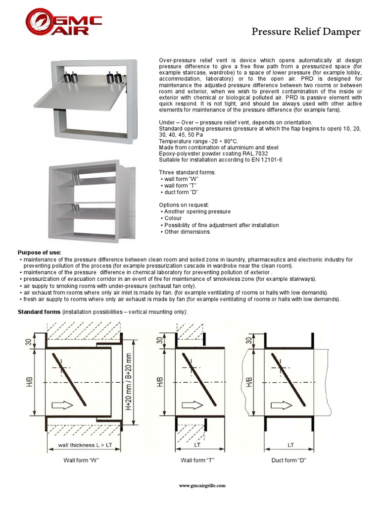Pressure Relief Damper: Purpose of Use | Download Free PDF | Duct (Flow ...