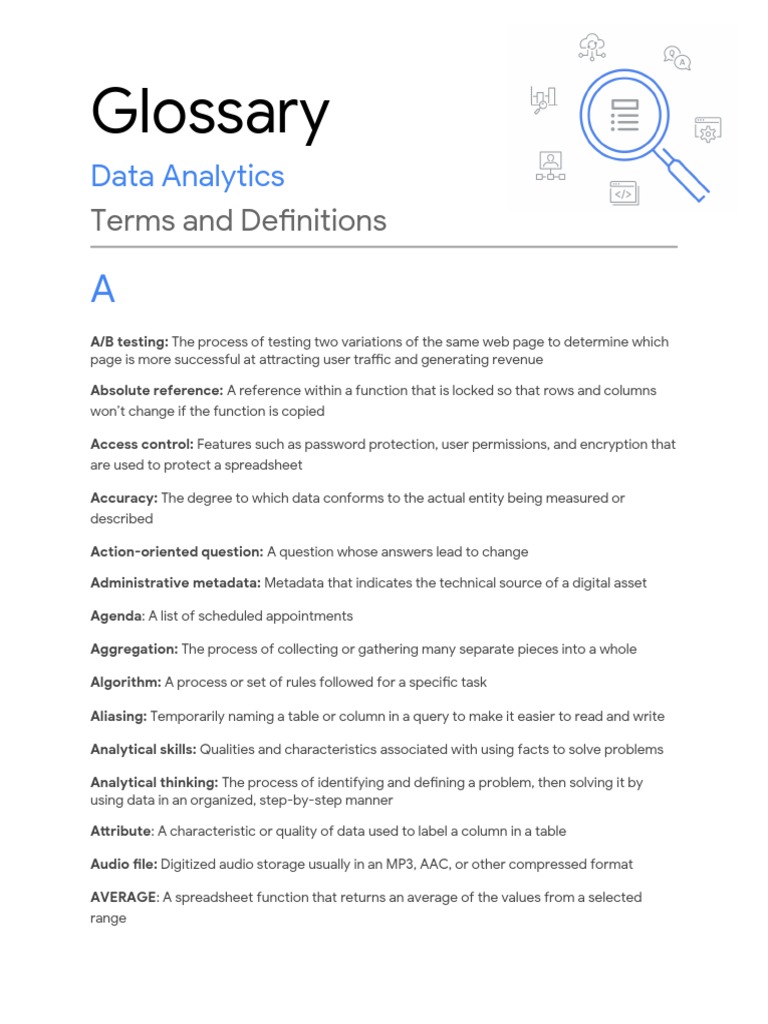 Glossary: Data Analytics | PDF | Data | Data Analysis