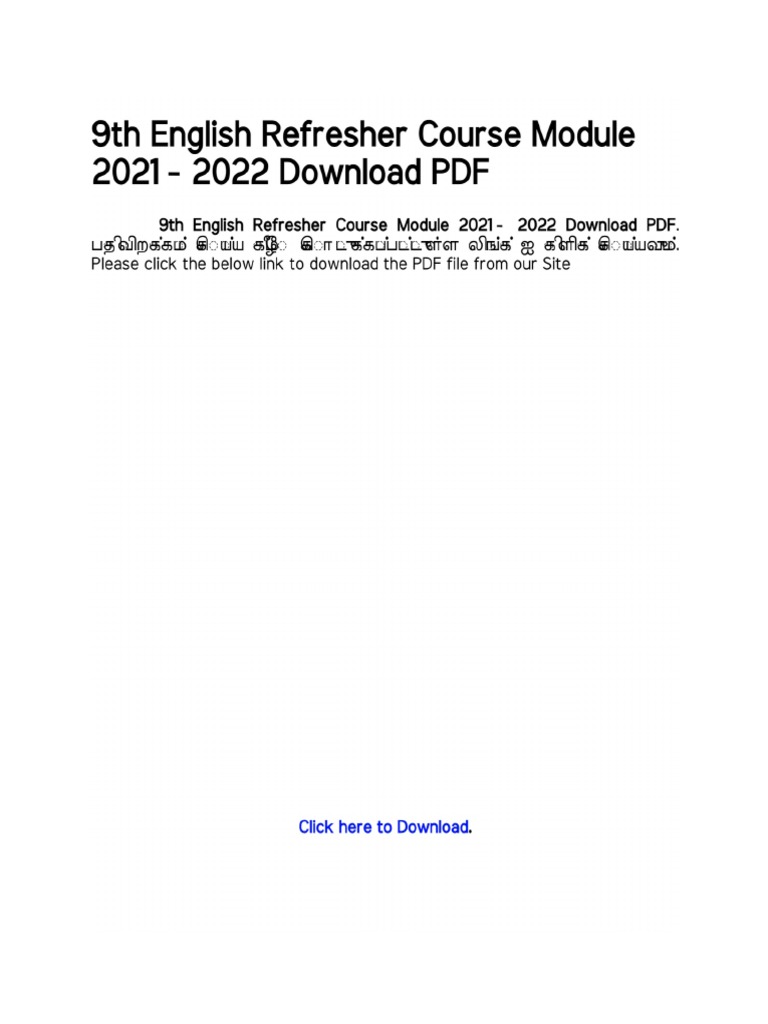 9th English Refresher Course Module 2021 - 2022 Download PDF | PDF