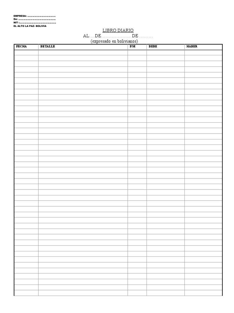 Formato de Libro Diario para Imprimir | PDF