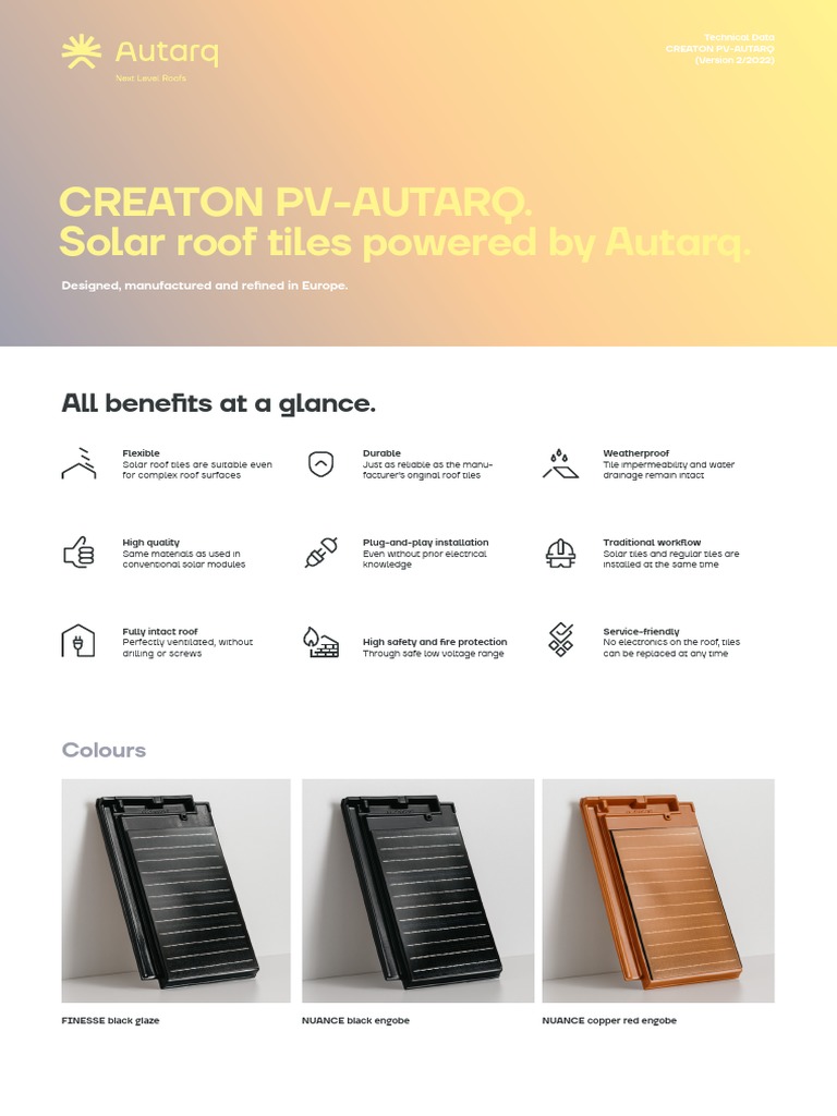 Creaton Pv-Autarq. Solar Roof Tiles Powered by Autarq.: All Benefits at ...