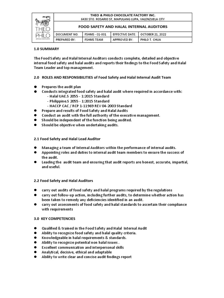 Food Safety and Halal Internal Auditors | PDF | Business