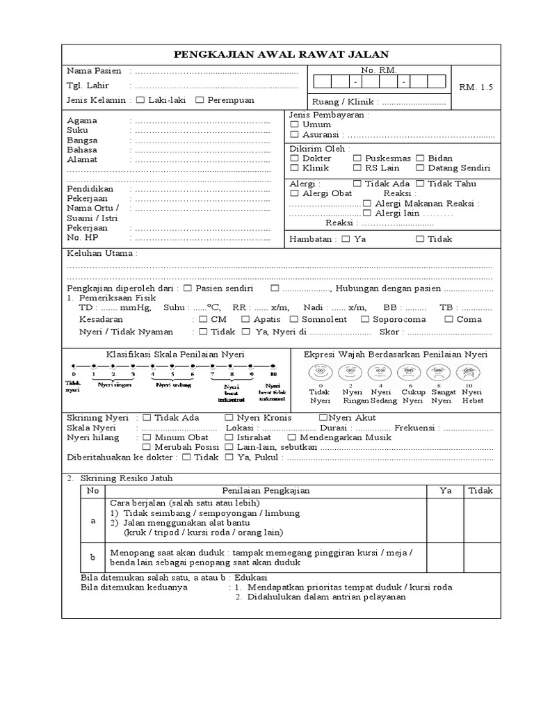 1.5 Pengkajian Awal Rawat Jalan (Hal.1 & 2) | PDF