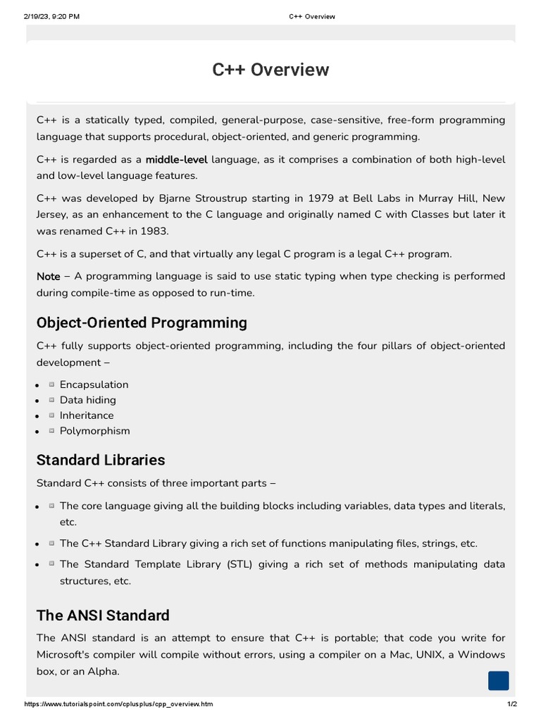 C Overview 2 Pdf C Systems Engineering 8498