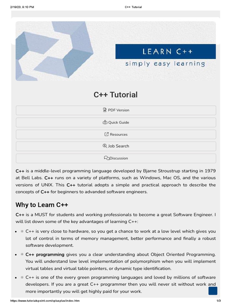 C Tutorial 1 Pdf C Computer Programming 5996