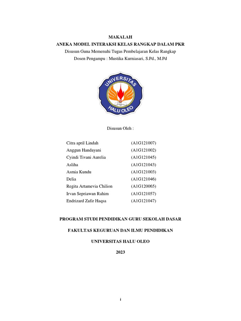 Makalah Aneka Model Interaksi Kelas Rangkap Dalam PKR | PDF | Karier ...