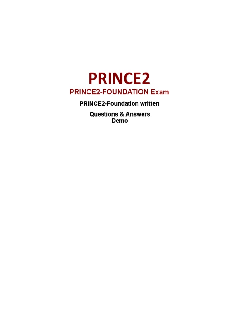 PRINCE2 Foundation Questions | PDF | Career & Growth