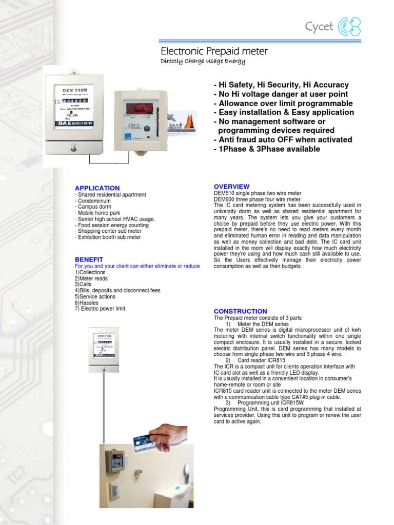 Prepaid Electric Meter User Manual | PDF | Smart Card | Kilowatt Hour