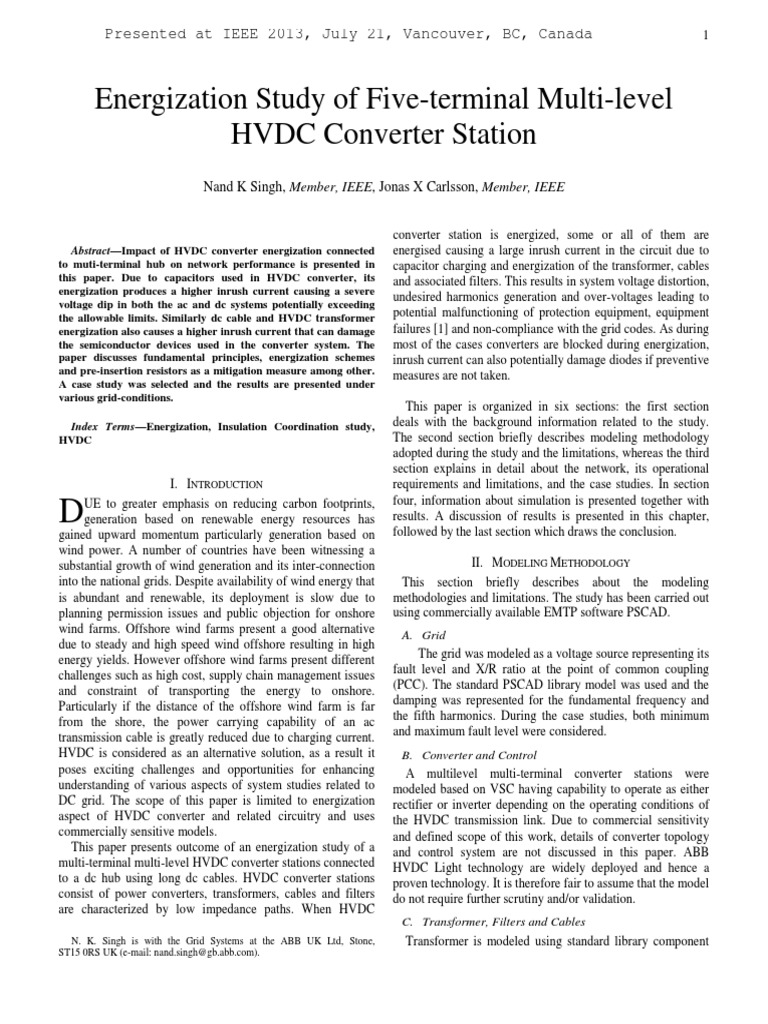 Energization Study of Five-Terminal Multi-Level HVDC Converter Station ...