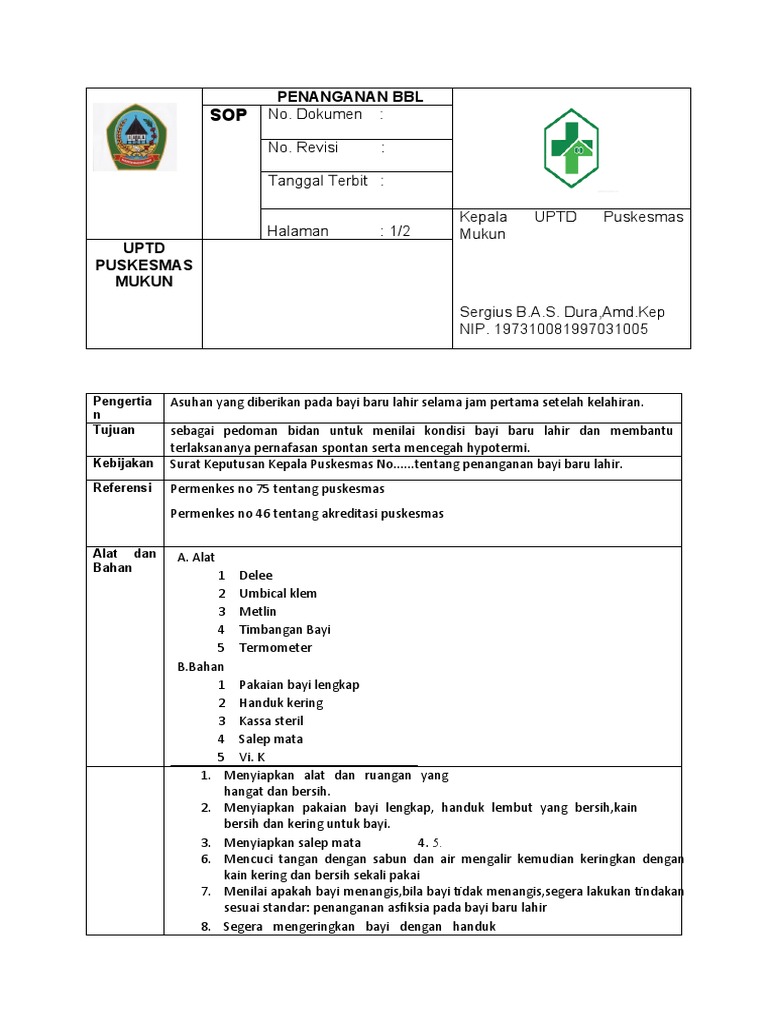 SOP Kesehatan Ibu dan Anak | PDF