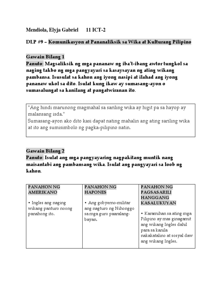11 ICT-2 MENDIOLA, Elyja Gabriel - Wika DLP9 | PDF