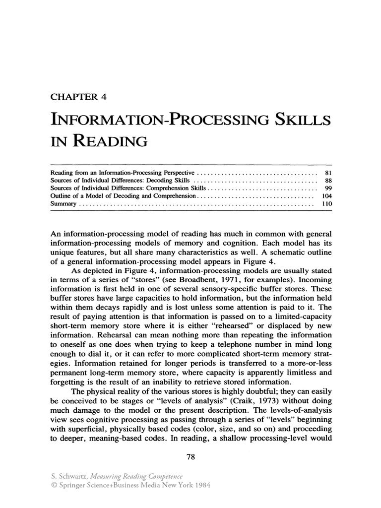 Information-Processing Skills in Reading | PDF | Memory | Cognitive Science