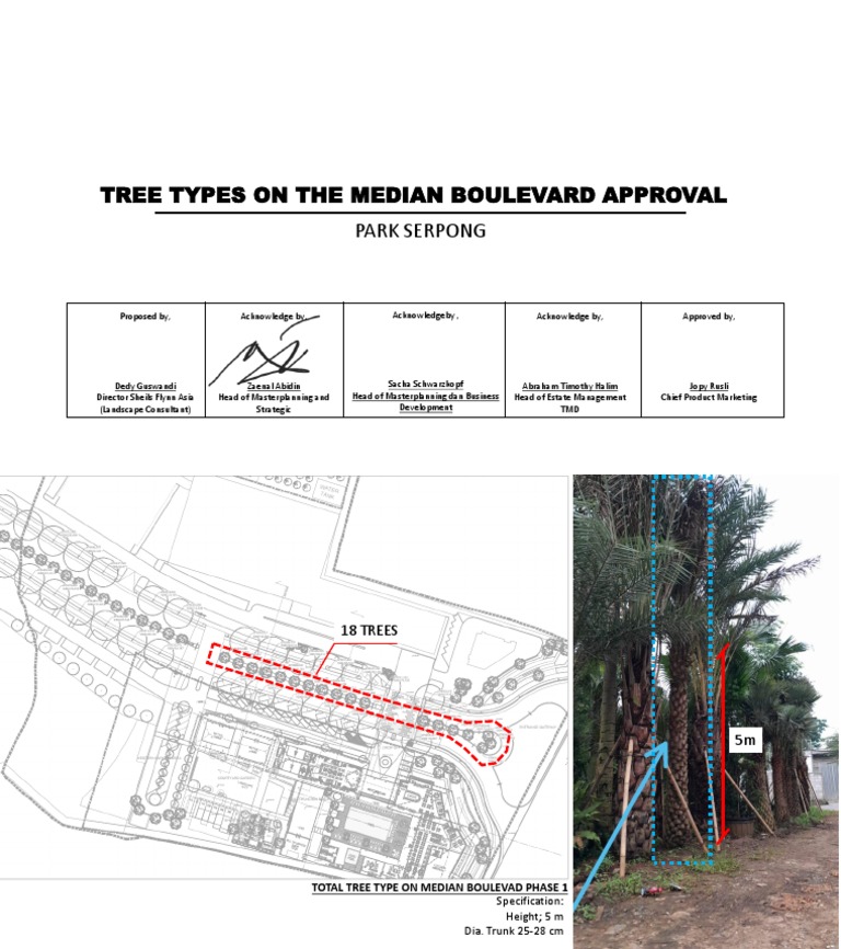Tree Types On The Median Boulevard Approval: Park Serpong | PDF