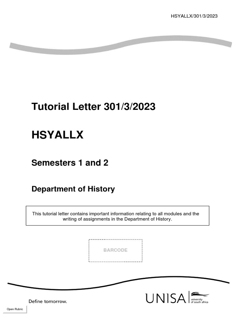 Hsyallx: Tutorial Letter 301/3/2023 | PDF | Essays | Plagiarism