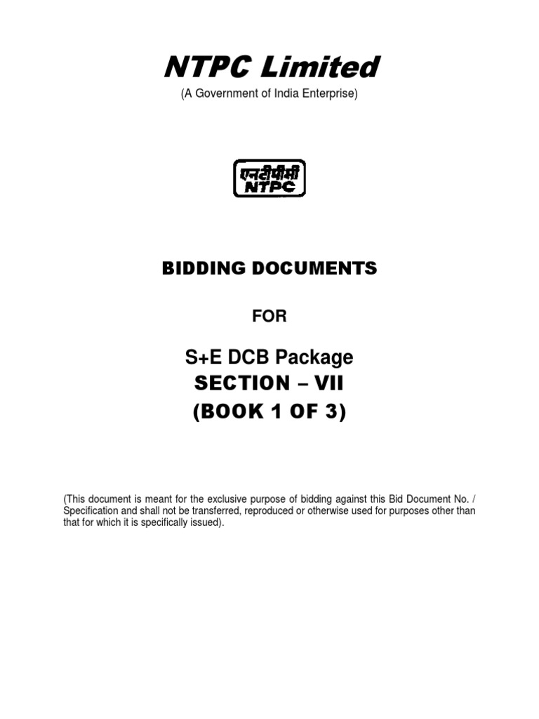 NTPC Limited S+E DCB Package Bidding Document Section Overview | PDF | Financial Statement ...