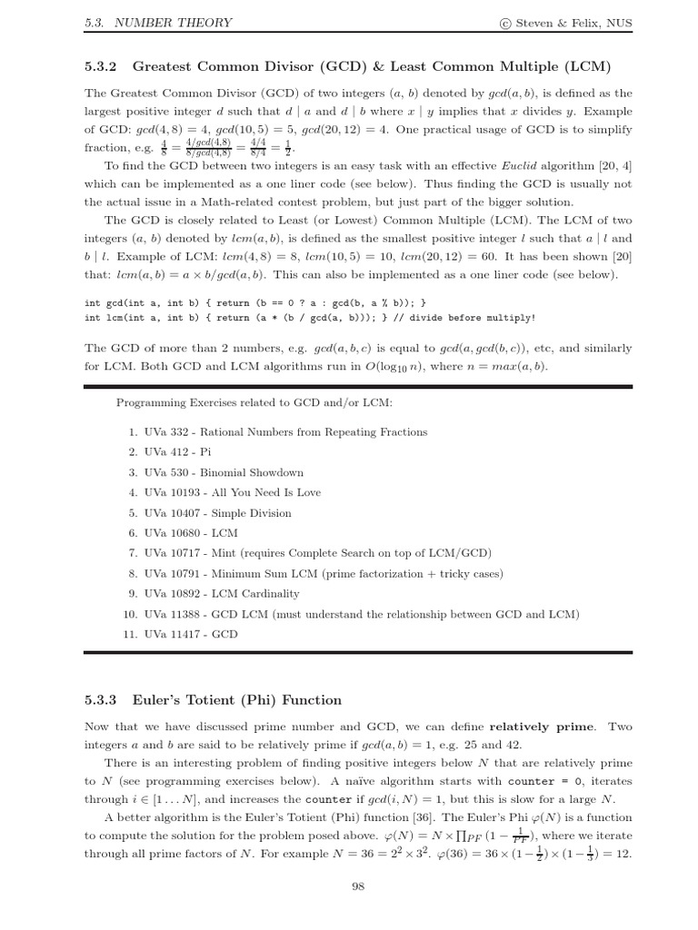 GCD & LCM Concepts and Algorithms | PDF | Elementary Mathematics | Discrete Mathematics