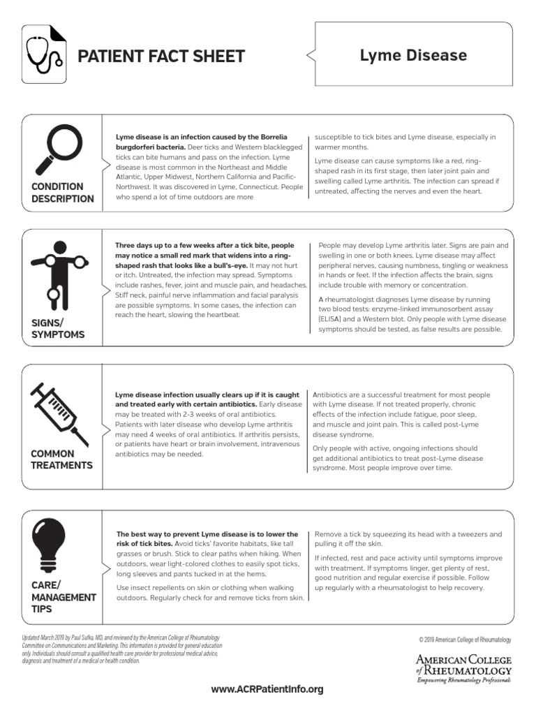 Lyme Disease Fact Sheet | PDF | Lyme Disease | Clinical Medicine