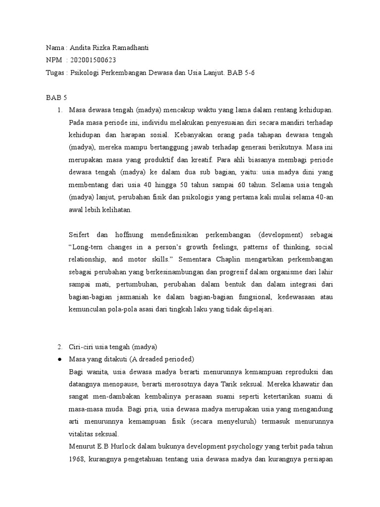 Psikologi Perkembangan Dewasa Dan Usia Lanjut Pdf 
