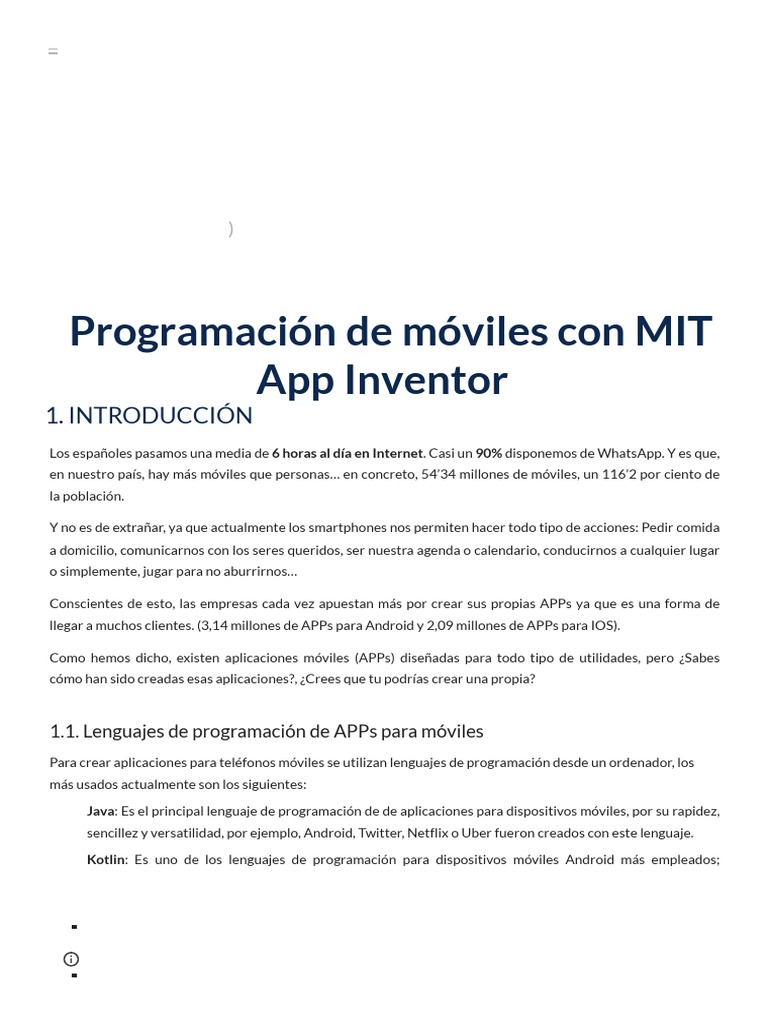 Programación de Móviles Con MIT App Inventor | PDF | Aplicación movil ...