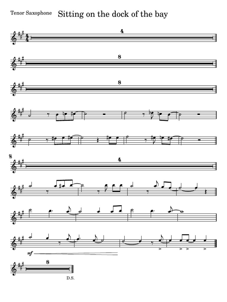 Sitting On The Dock of The Bay-Tenor Saxophone | PDF