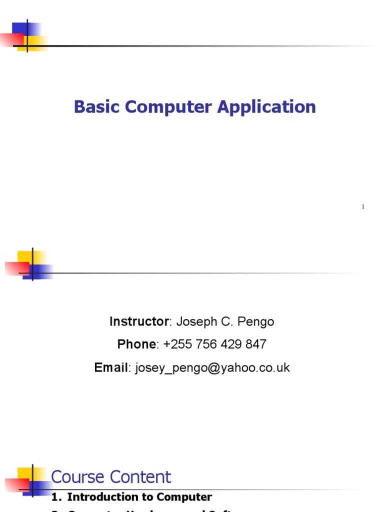 Presentation 1 - Introdution To Computer | PDF | Input/Output ...
