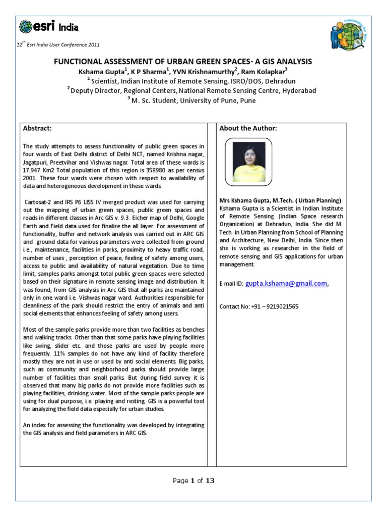 Functional Assessment of Urban Green Spaces Functional Assessment of ...