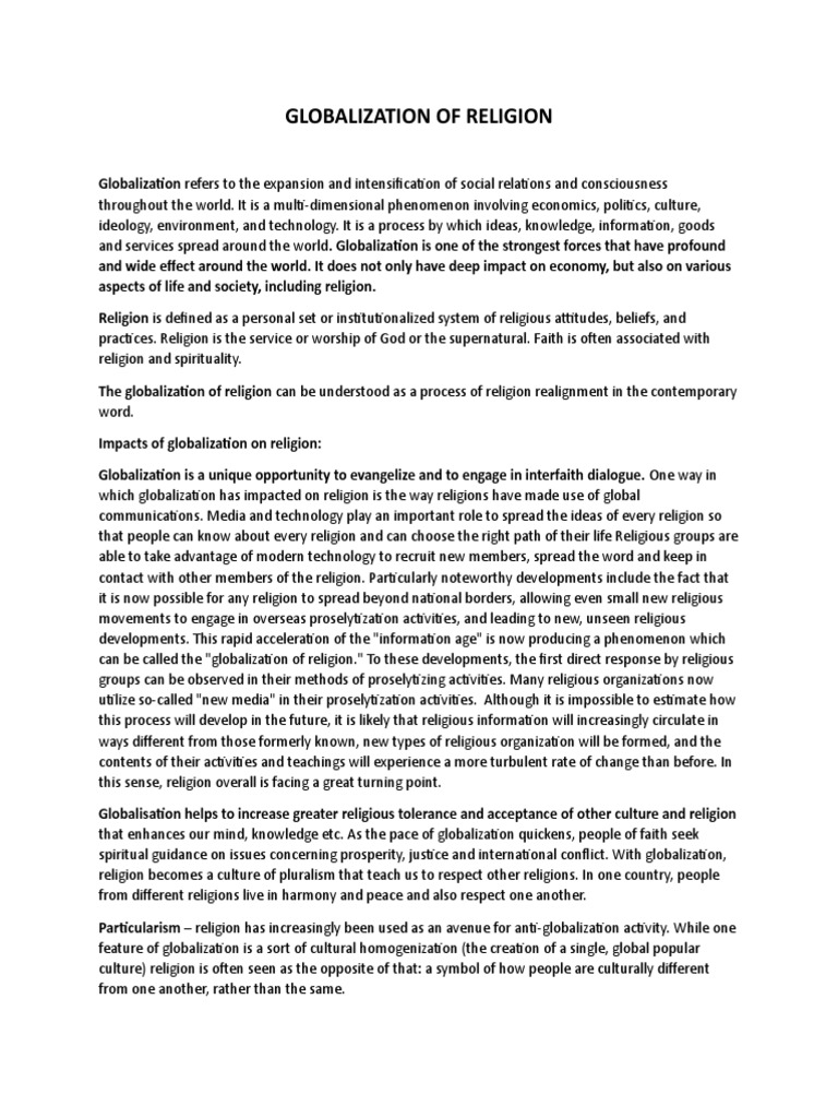 The Globalization of Religion | PDF | Globalization | Poverty