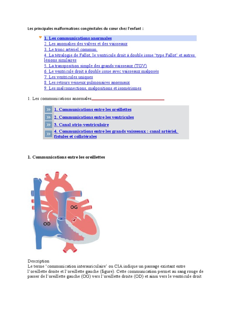 Les Principales Malformations Congénitales Du Cœur Chez L'enfant | PDF | Cardiopathie ...