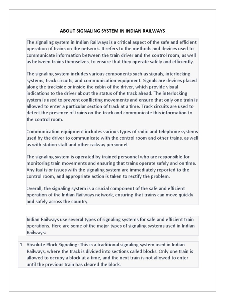 About Signaling System in Indian Railways | PDF | Train | Transport ...
