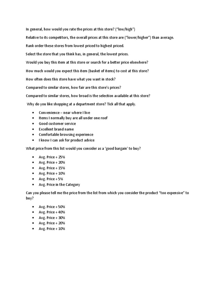 Walmart Questionnaire | Download Free PDF | Walmart | Prices