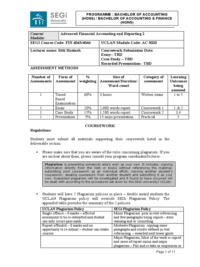 Fin4043 - Afar 2 - Coursework | PDF | Accounting | Plagiarism