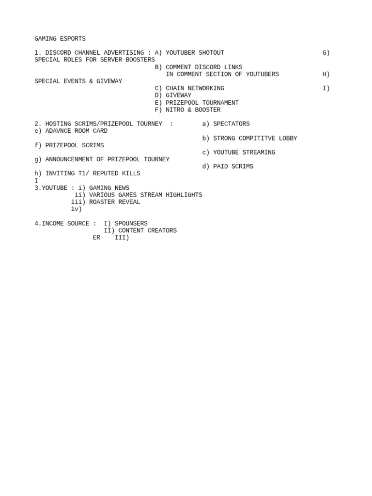 Gaming Esports Startup Plan | PDF
