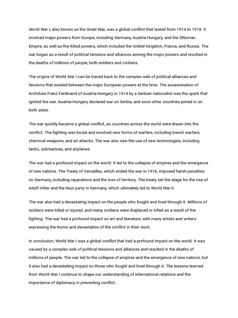 World War-1 Essay | PDF
