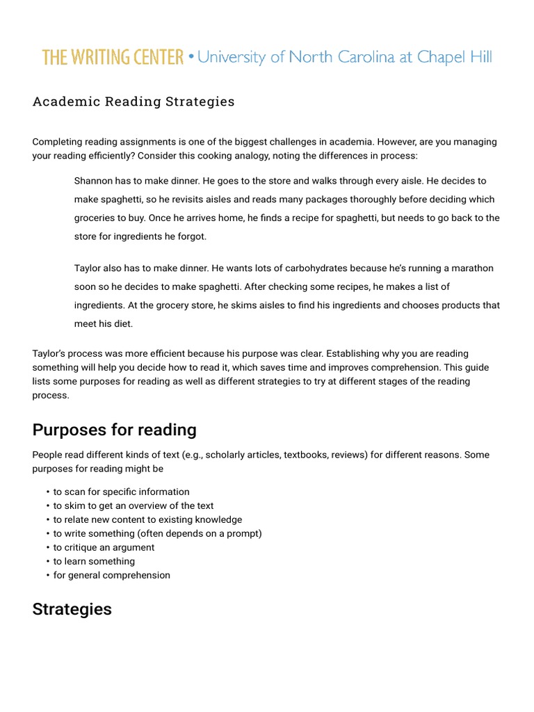 Effective Academic Reading Strategies | PDF | Reading Comprehension ...