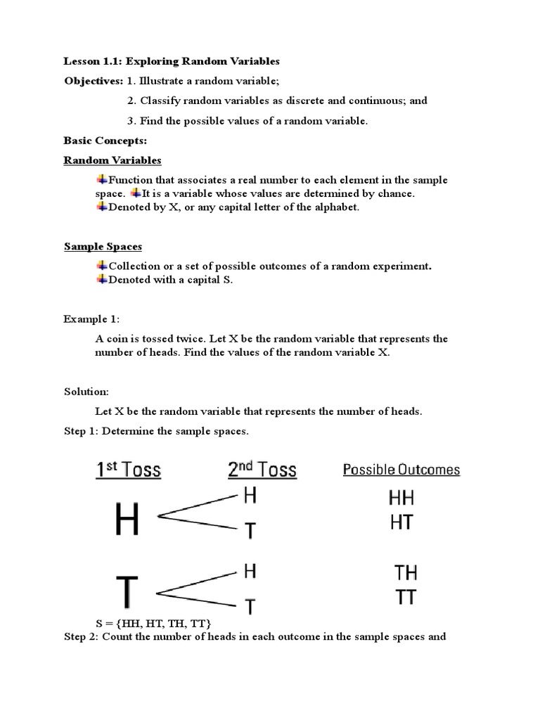 Lesson 1.1 Random Variables | PDF | Random Variable | Variable (Mathematics)