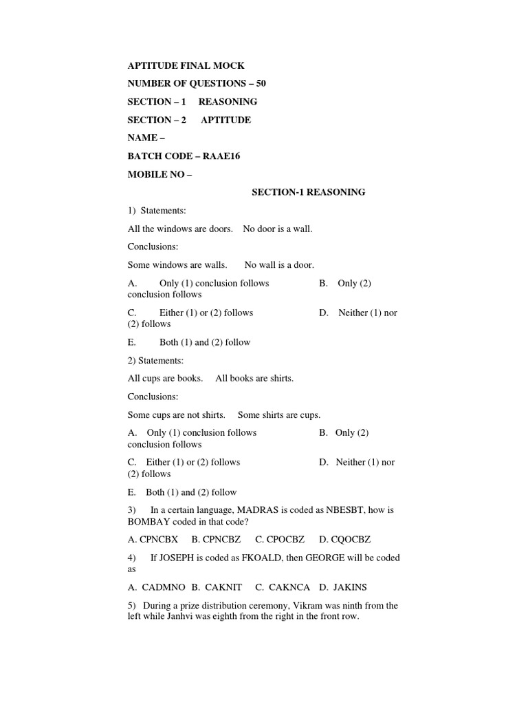 Final Mock 1572022 | PDF