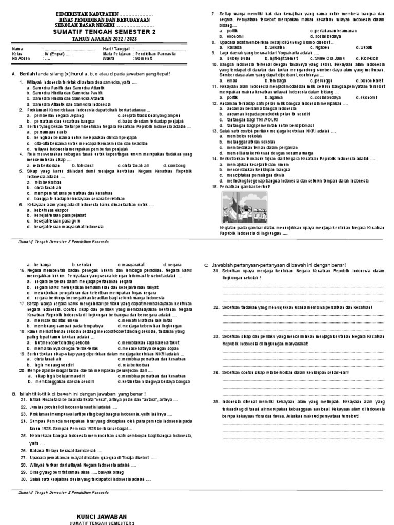 Sumatif Tengah Semester 2: TAHUN AJARAN 2022 / 2023 | PDF