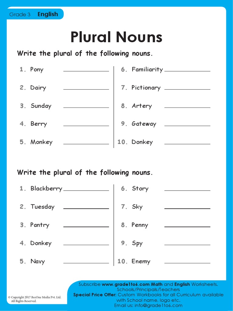 Plural Nouns Using S, Es and Ies | PDF