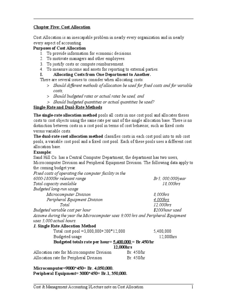 Chapter5, Cost Allocation | PDF | Management Accounting | Cost