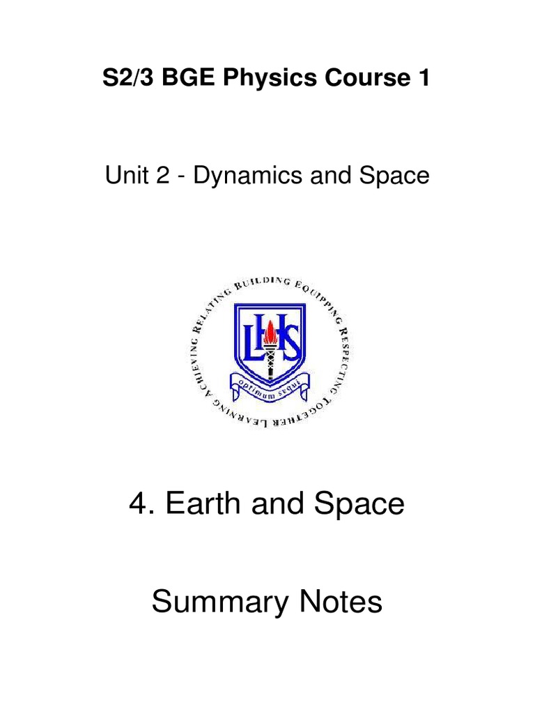 Earth and Space Physics Summary Notes | PDF | Earth | Moon