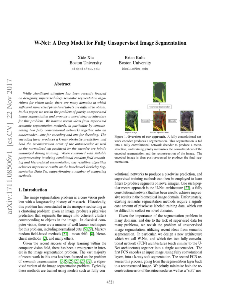 W-Net A Deep Model For Fully Unsupervised Image Segmentation | PDF ... W-Net A Deep Model For Fully Unsupervised Image Segmentation | PDF ...