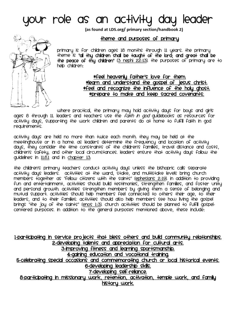 Your Role As An Activity Day Leader | PDF | God The Father | Religious ...