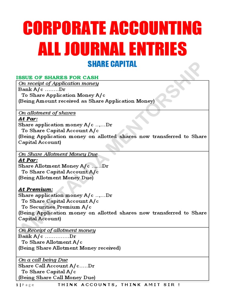 ALL JOURNAL ENTRIES - CMA-Executive-Revision | PDF | Share Repurchase ...
