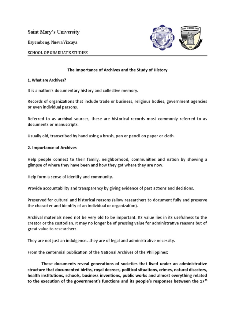 The Importance of Archives | PDF | Archive | Philippines