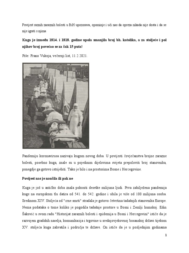 Kuga Je Između 1814. I 1818. Godine - Povijest Raznih Zaraznih Bolesti ...