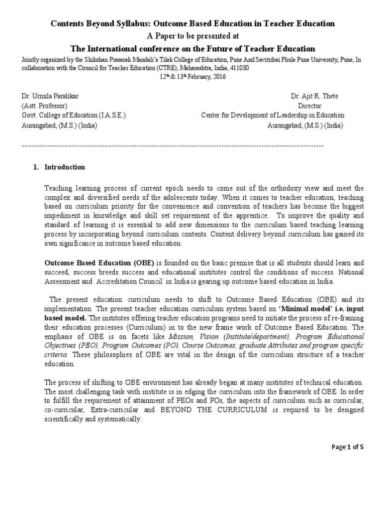 Content Beyond Syllabus | PDF | Teacher Education | Curriculum